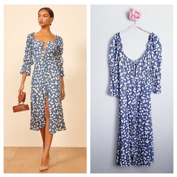 Reformation | Dresses | Reformation Blue Floral Roberta Dress | Poshmark